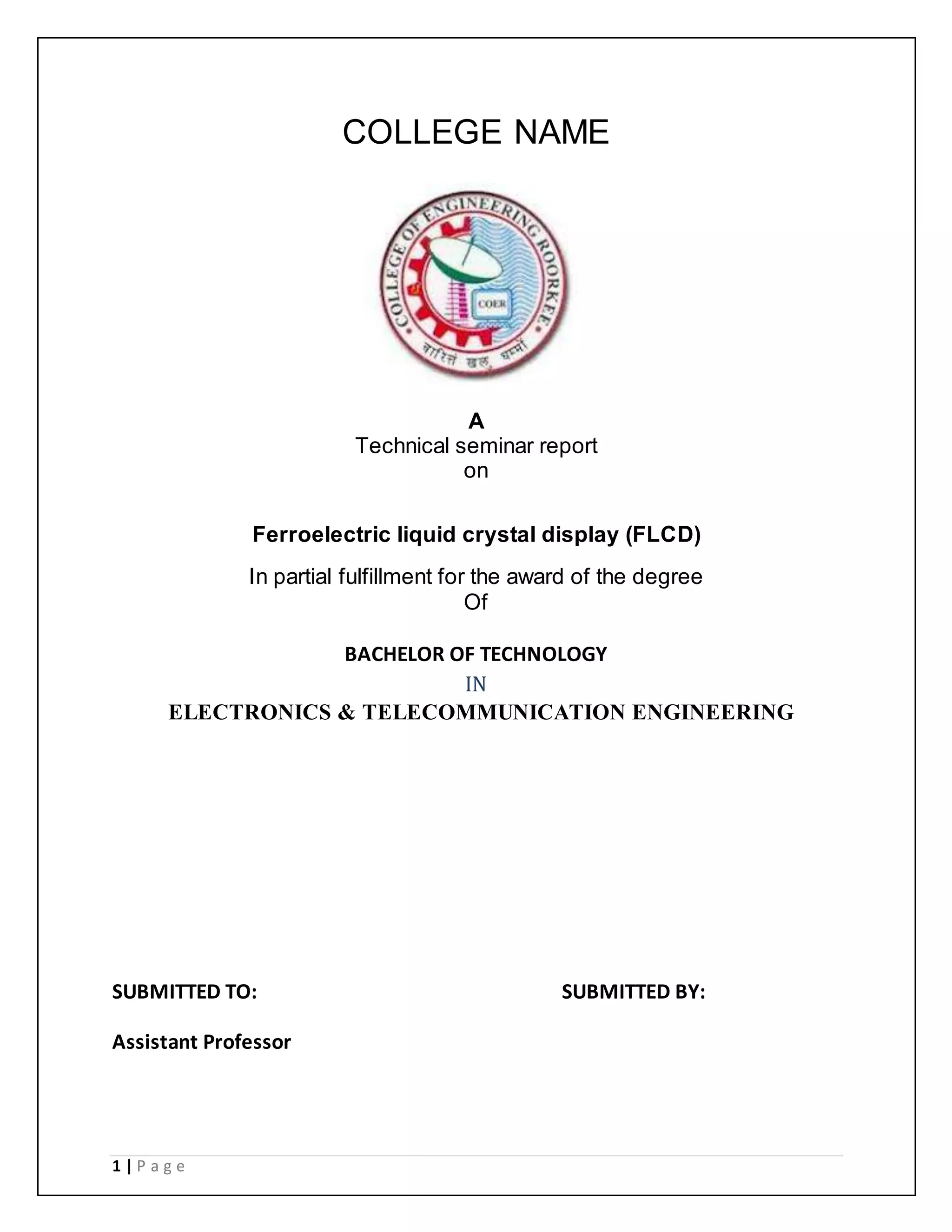 Seminar file(ferroelectric liquid crystal display) | DOCX | Consumer ...