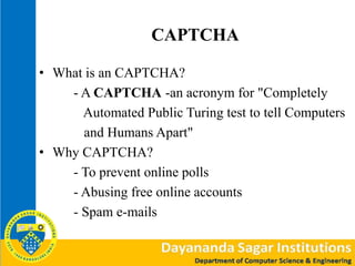 An Implementation of A Geometric and Arithmetic CAPTCHA without Database | PPT