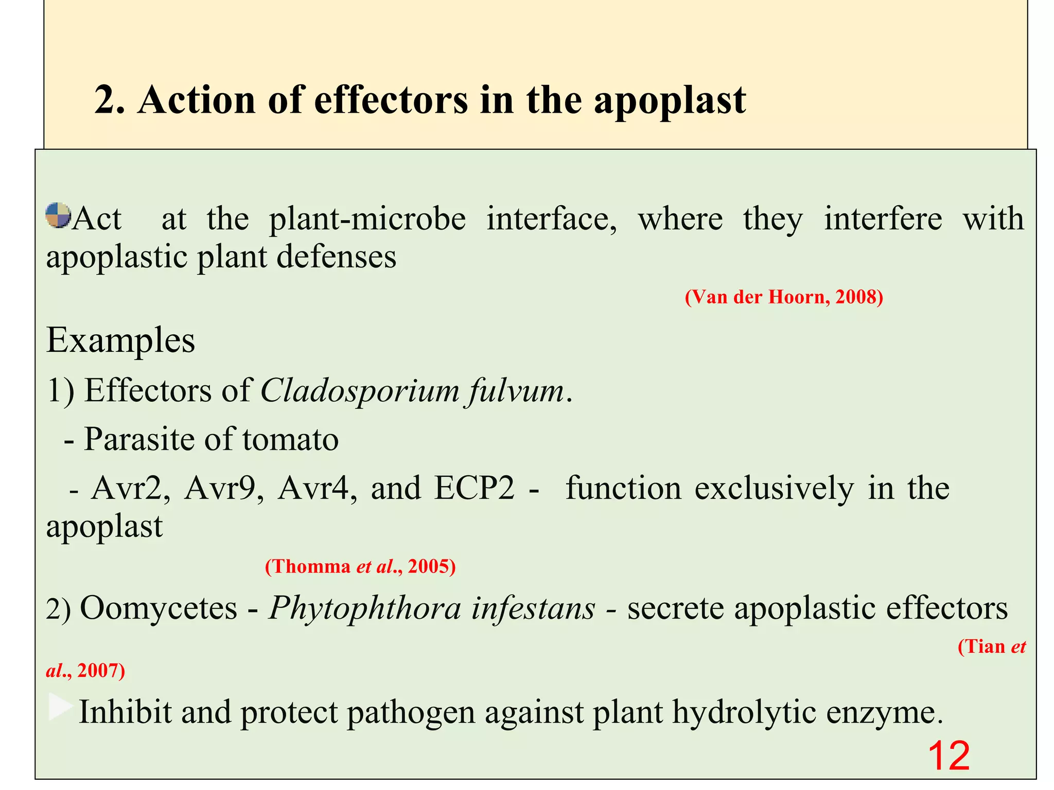 ROLE OF PATHOGEN DERIVED EFFECTOR PROTEINS IN PLANT DISEASE AND ...