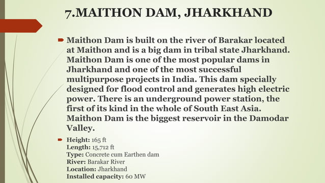 TYPES OF DAM & TOP 10 INDIAN DAMS | PPTX | Asia Travel | Travel Locations