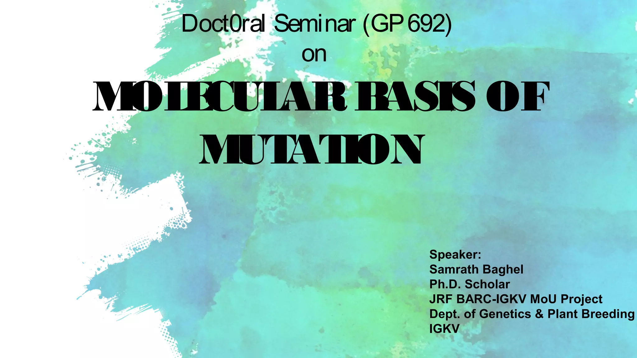 Molecular Basis of Mutation | PPT