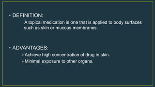 topical therapy in dermatology | PPTX