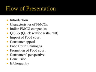 Seminar on QSR under Fmcg sector | PPTX