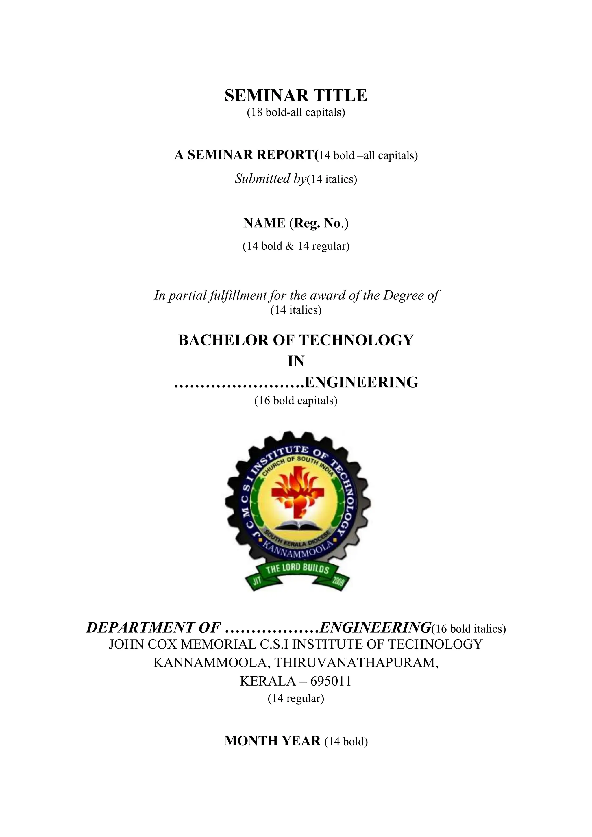 SEMINAR FORMAT-final.doc | Desktop Publishing | Computer Software and Applications