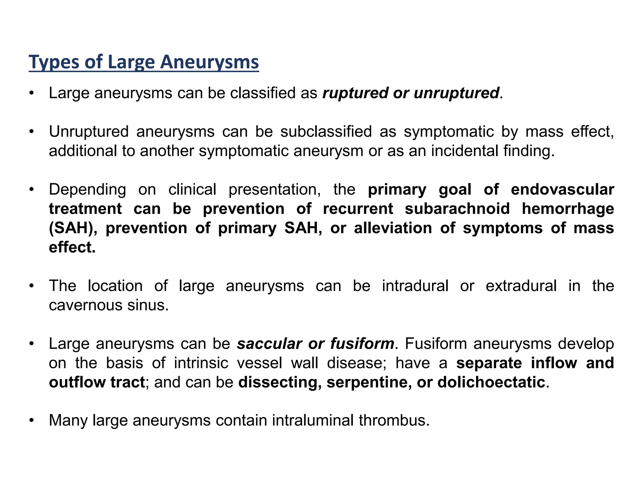 endovascular treatment of giant brain aneurysm | PPTX | First Aid ...