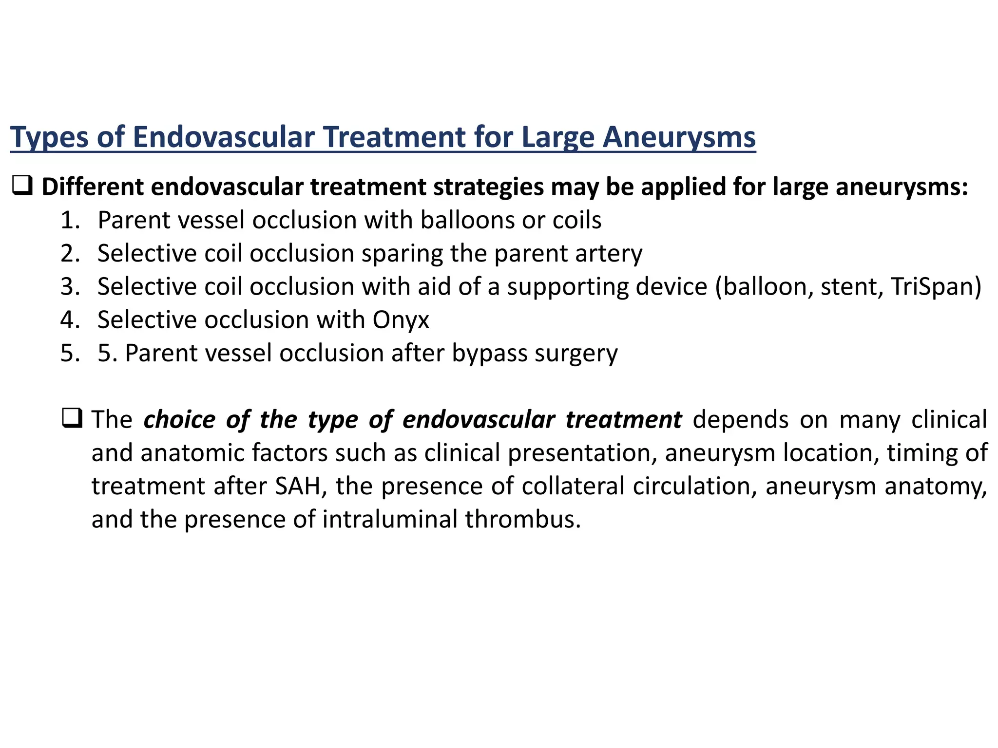 endovascular treatment of giant brain aneurysm | PPTX | First Aid ...