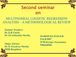 Multinomial Logistic Regression Analysis | PPTX
