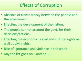 The Need to Eliminate Corruption ( Around the Globe) | PPT
