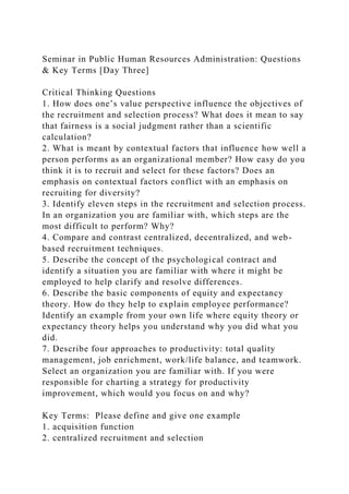 Seminar in Public Human Resources Administration Questions & Key Te.docx