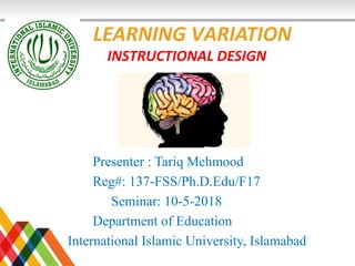 LEARNING VARIATION INSTRUCTIONAL DESIGN | PPT