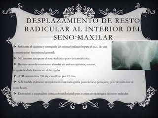 Proyección de resto radicular al seno maxilar | PPTX