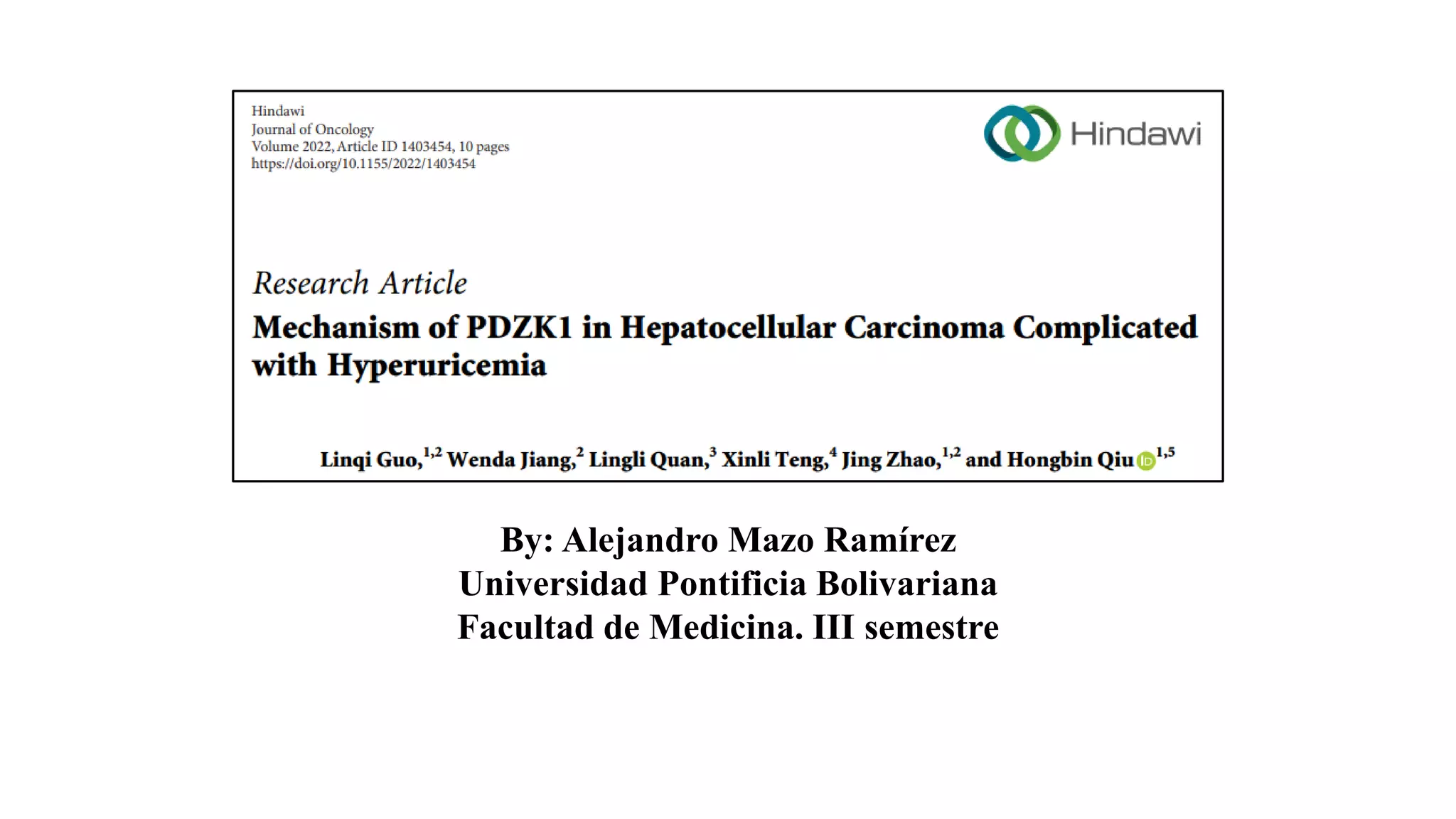 Mechanism of PDZK1 in Hepatocellular Carcinoma Complicated with ...