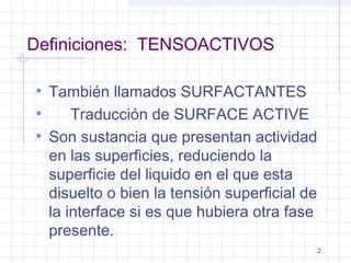 Seminario de tensoactivos y la Productividad | PPT
