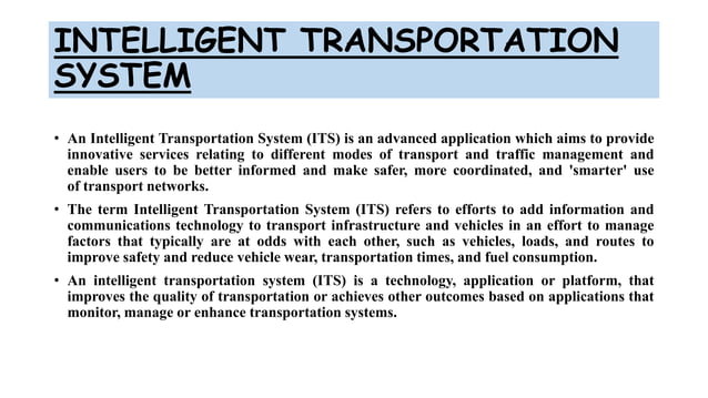 Intelligent Transportation System | PPT