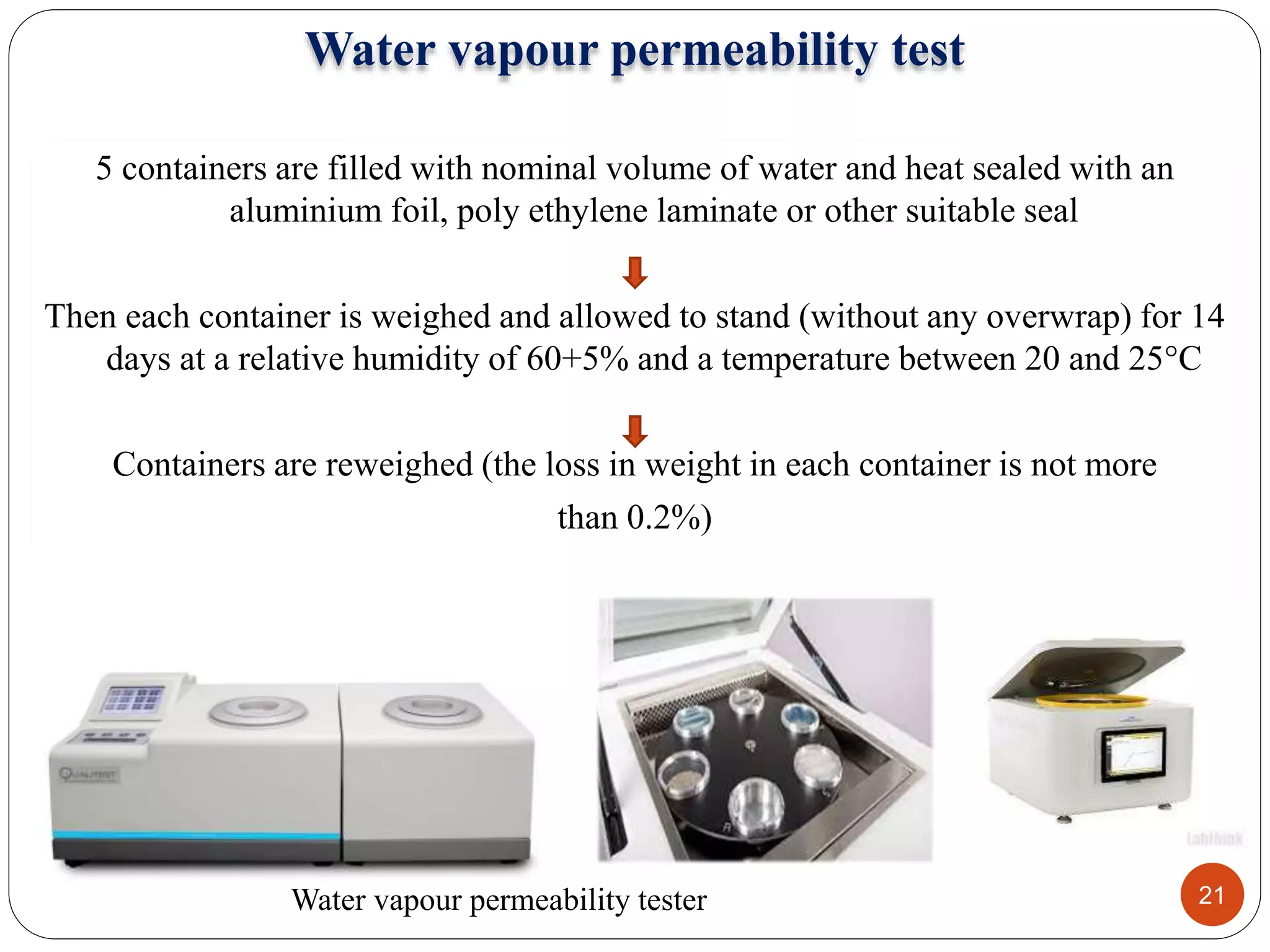 Quality control test: Containers, Closures and Secondary packing ...