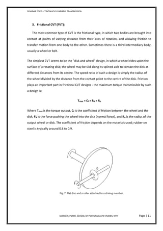 Continuous Variable Transmissionm, Report. | PDF