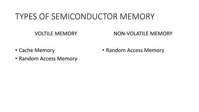 Semiconductor memory | PPTX | Data Storage and Warehousing | Computing