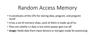 Semiconductor memory | PPTX | Data Storage and Warehousing | Computing