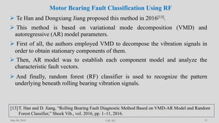 Induction Motor Bearing Health Condition Classification Using Machine Learning Algorithms | PPTX