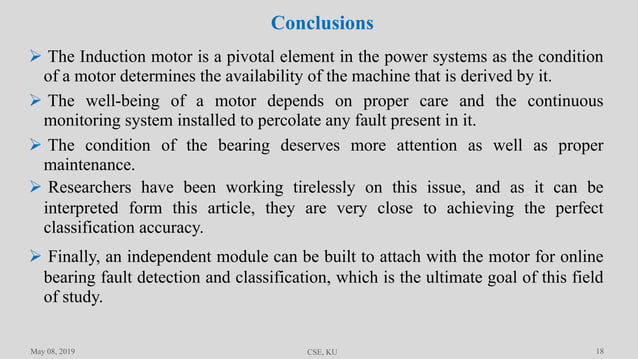 Induction Motor Bearing Health Condition Classification Using Machine Learning Algorithms Pptx