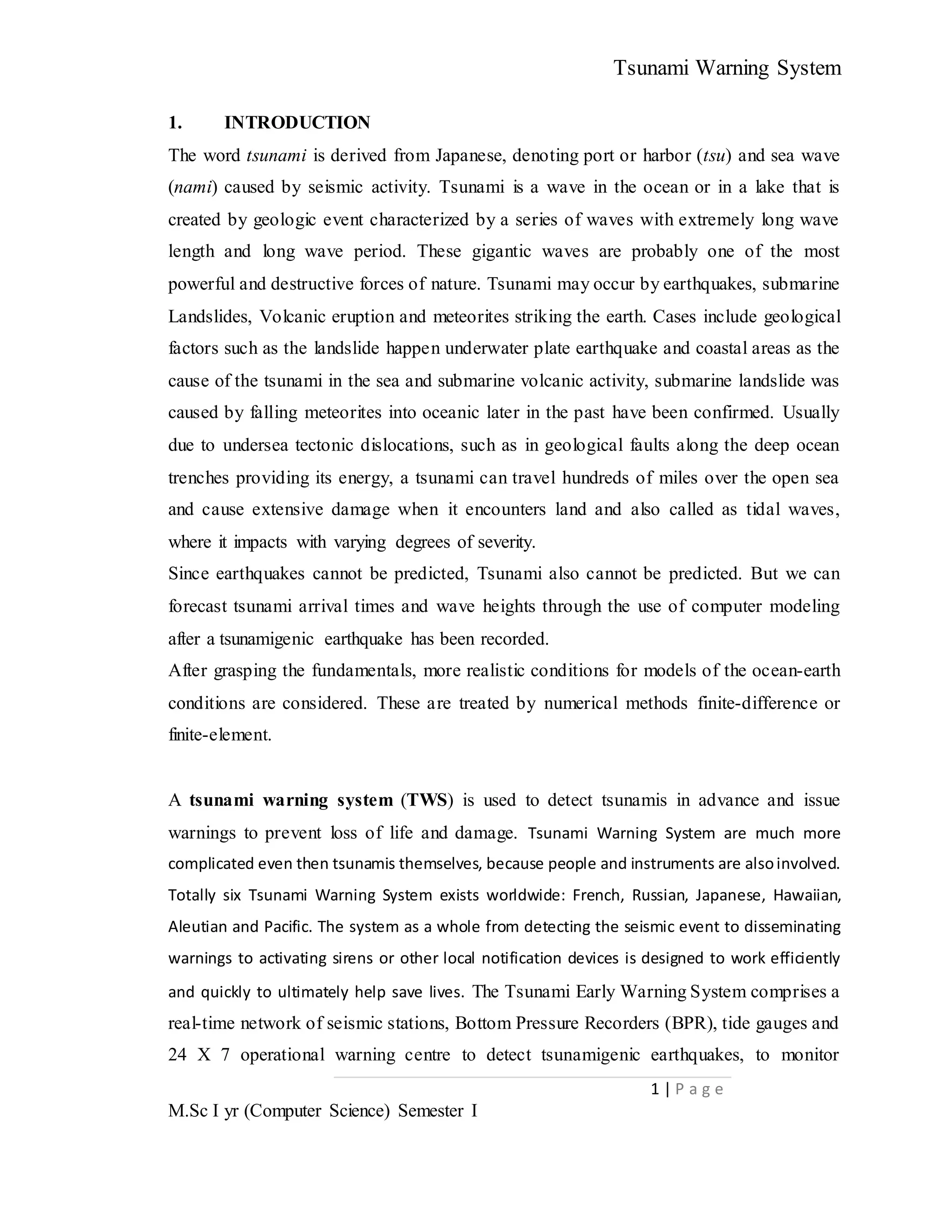 tsunami warning system (synofsis) | DOCX