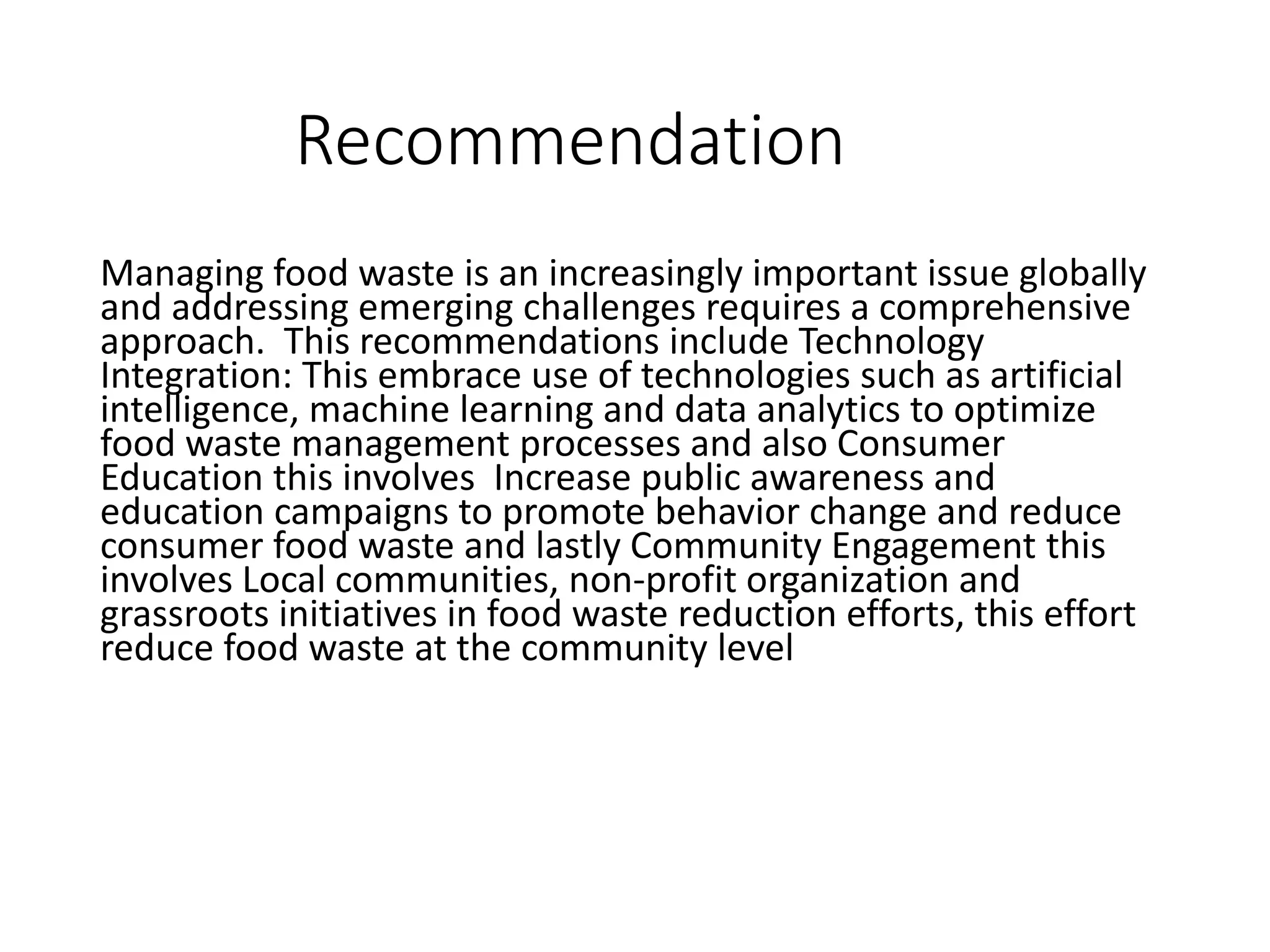 Emerging issues in food waste management | PPT