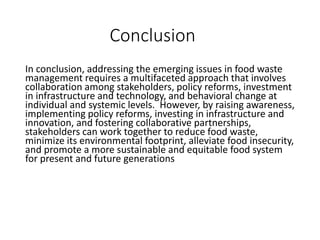 Emerging issues in food waste management | PPT