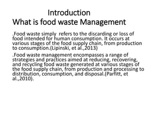 Emerging issues in food waste management | PPT