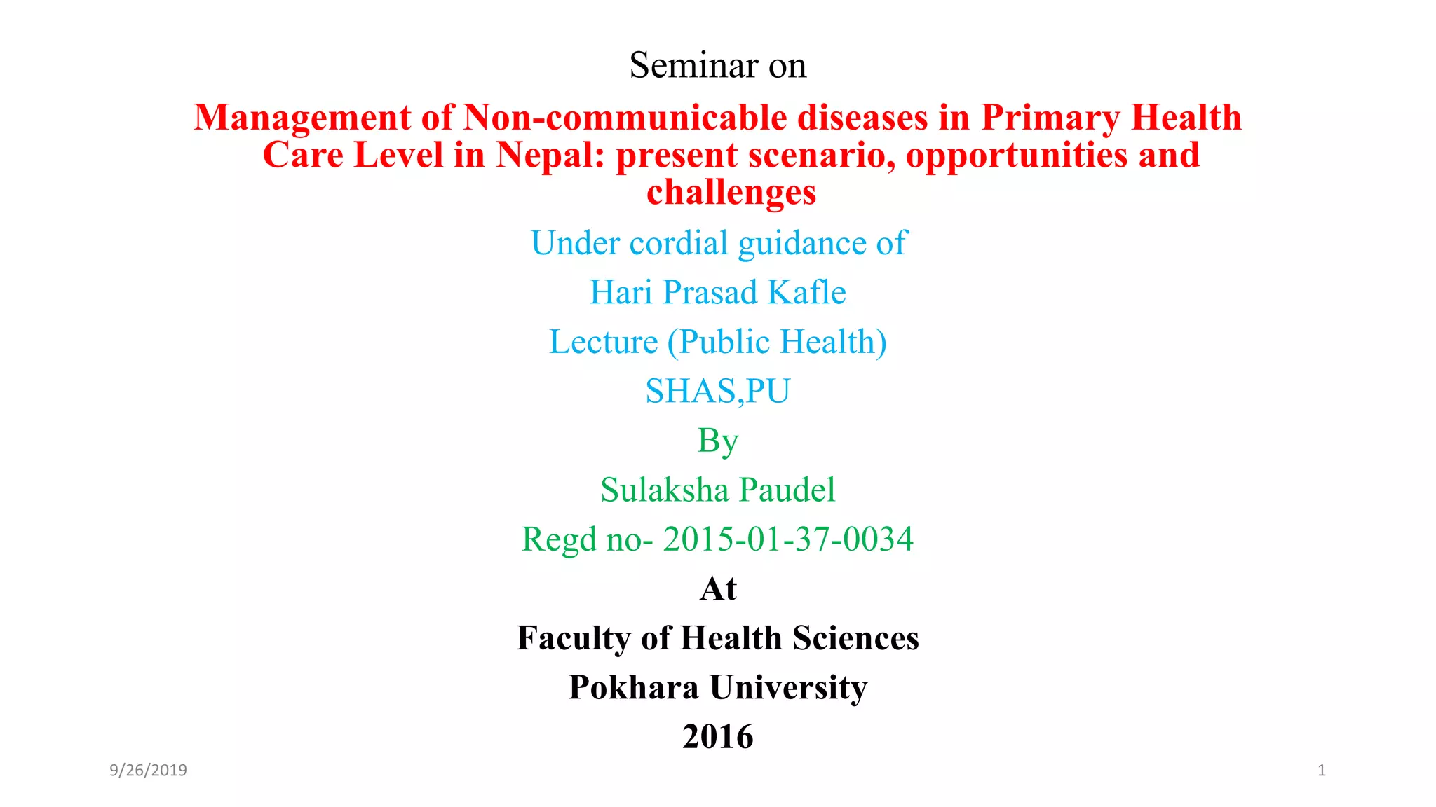Management of NCDs in PHC setting | PPTX