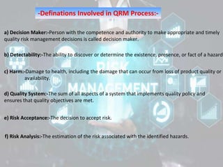 Seminar on Quality Risk Management by Parag Ghadigaonkar | PPTX