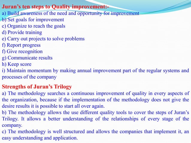 presentation on continuous process improvement,juran trilogy and ...