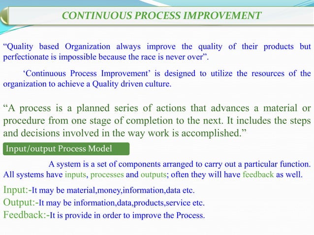 presentation on continuous process improvement,juran trilogy and ...