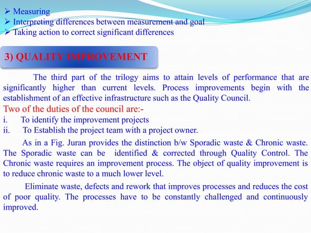 presentation on continuous process improvement,juran trilogy and ...