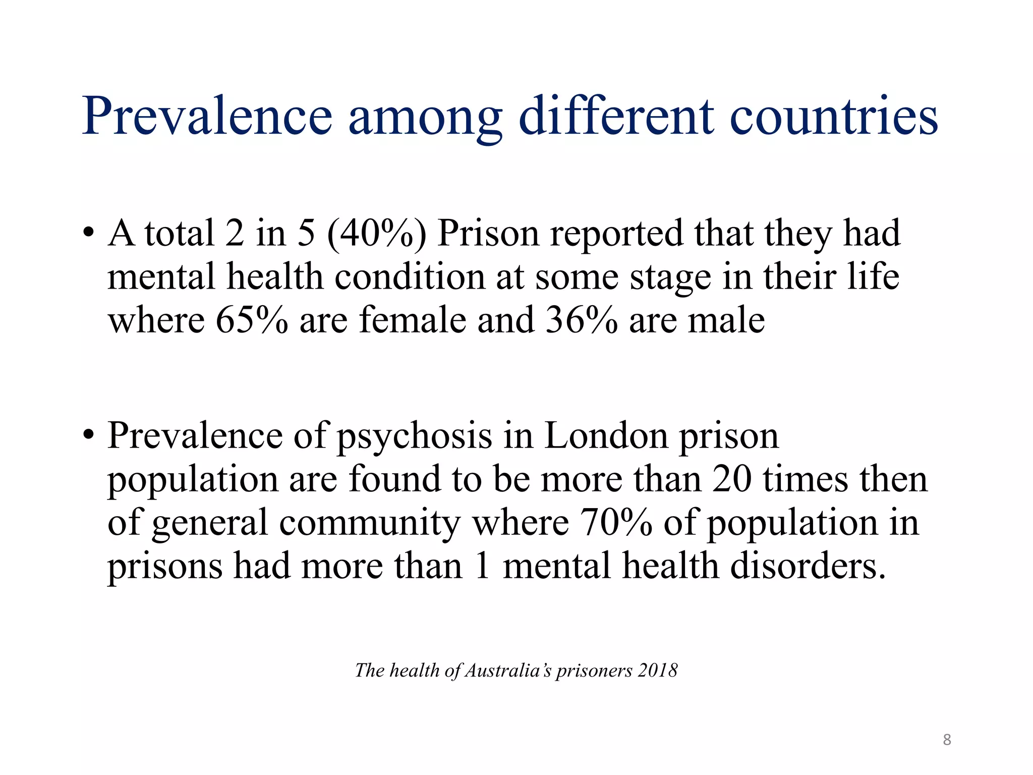 Mental Health Problems among Prisoners | PPTX