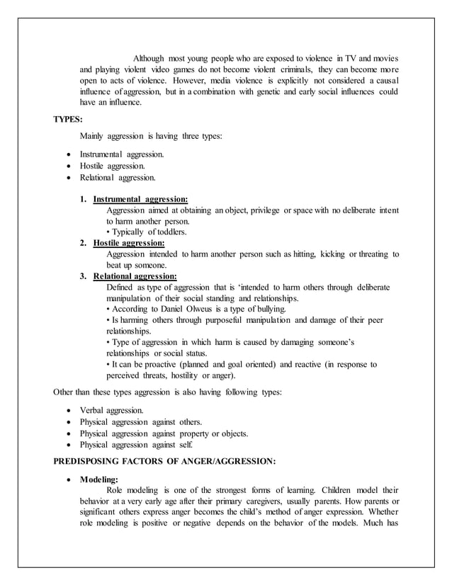 Aggression management | DOCX | Brain and Nervous System Disorders ...