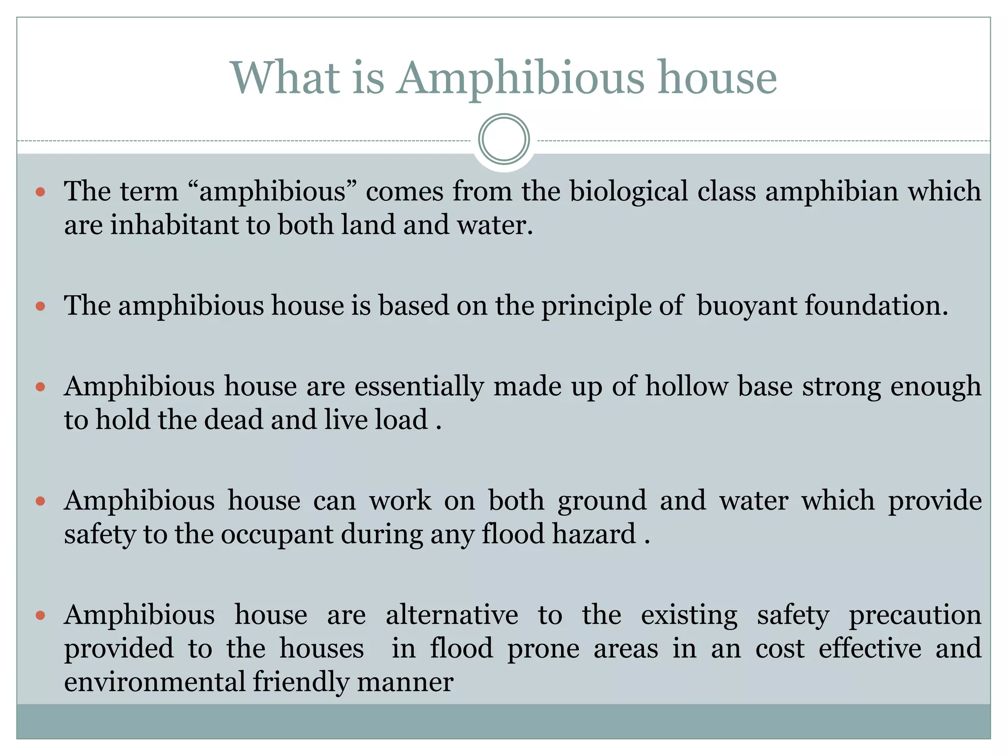 Seminar on amphibious house ppt | PPTX