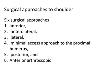 Seminar on applied anatomy and surgical approaches to shoulder | PPTX