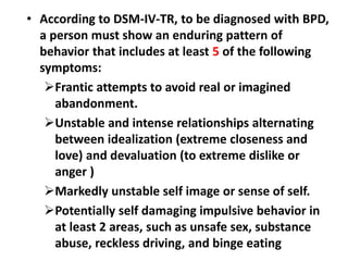 Borderline Personality Disorder presented by MANASA GS, MSC APPLIED ...