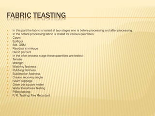 Advance textile processing | PPTX