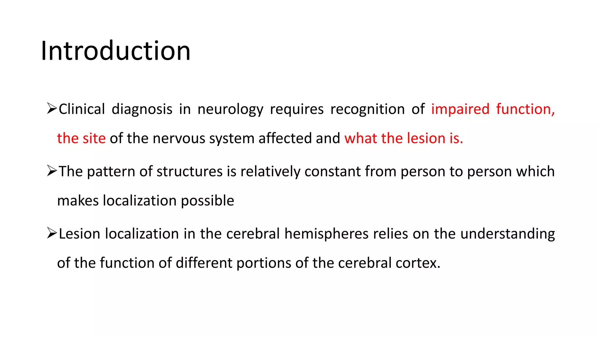 Seminar Cerebral neurolocalization | PPTX