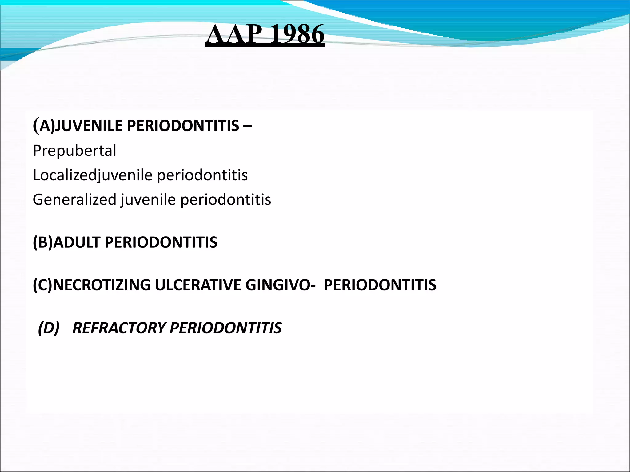 Seminar on classification of periodontal diseases | PPTX