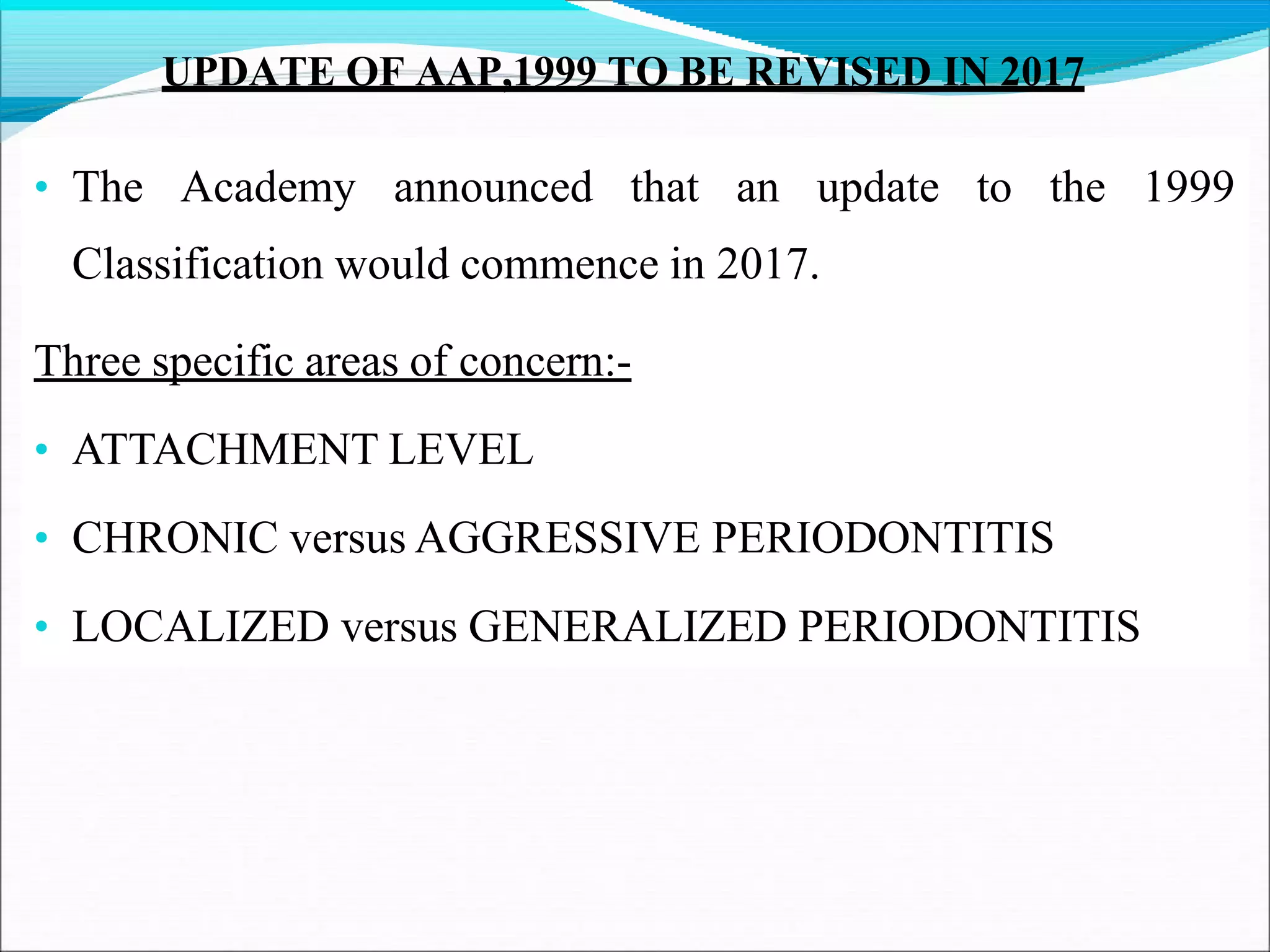 Seminar on classification of periodontal diseases | PPTX