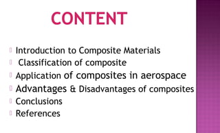 Seminar on composite application in aerospace engg | PPT
