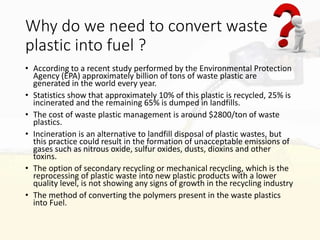 Seminar on conversion of plastic wastes into fuels | PPTX