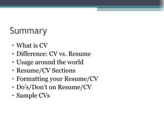 Seminar on cv preperation | PPT