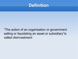 disinvestment in india | PPT