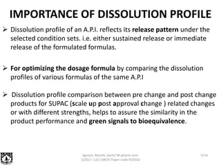 Seminar on dissolution profile comparison | PPTX