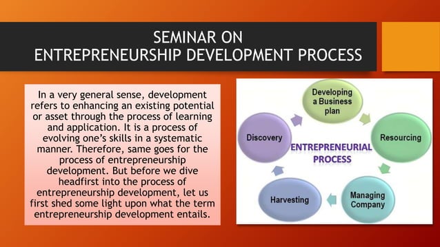 SEMINAR ON ENTREPRENEURSHIP DEVELOPMENT PROCESS (1).pptx | Startups | Business