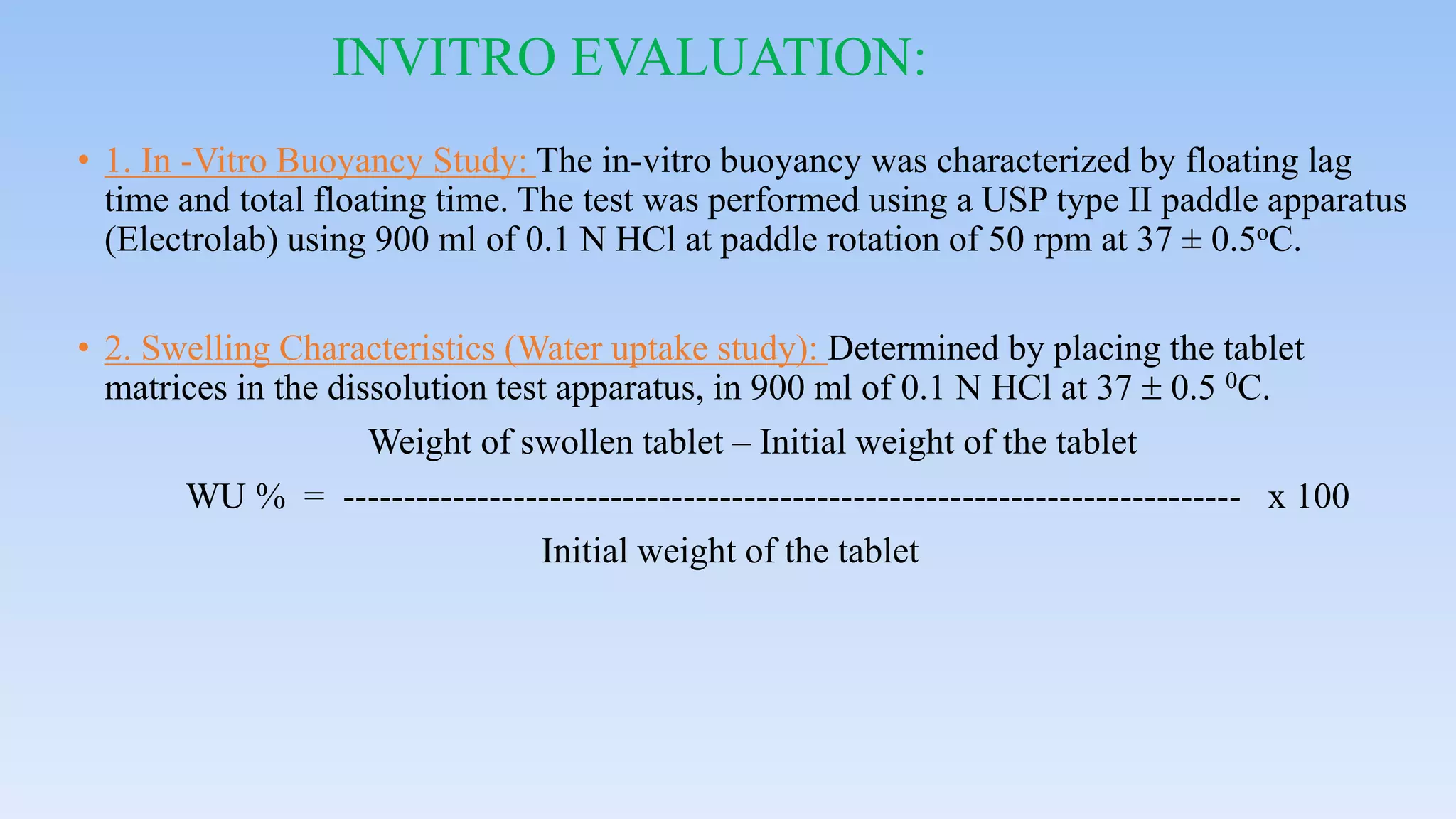 Seminar on evaluation of floating tablets. | PPTX
