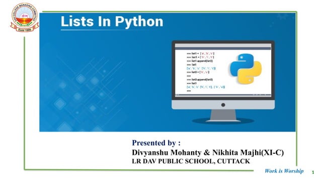 Brief Explanation On List and Dictionaries of Python | PPTX